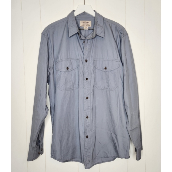 Filson | Shirts | Filson Smoke Blue Feather Cloth Long Sleeve Button ...